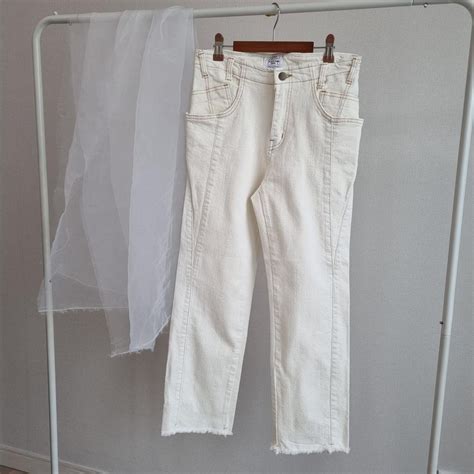 새상품 여성 화이트 일자 바지 헬로마켓