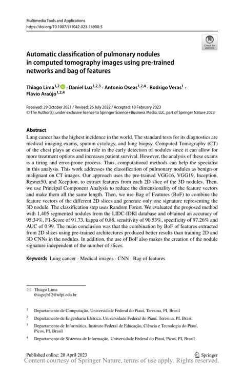 automatic classification of pulmonary nodules in computed tomography