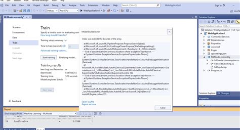 Data Classification Training Failed With Model Builder Error Index