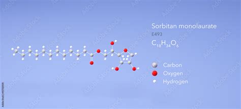 Sorbitan Monolaurate Molecule Molecular Structure E493 3d Model Structural Chemical Formula