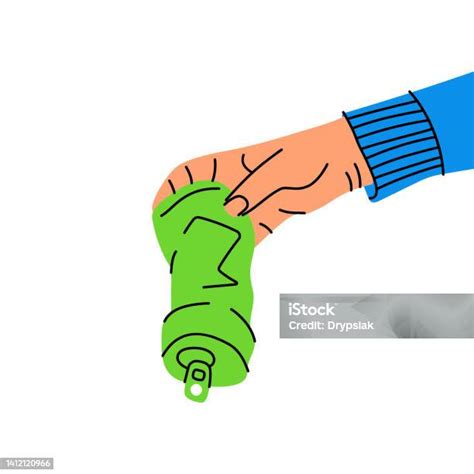 쓰레기통에 금속 캔을 던지는 손 쓰레기 사용 문제 지구 오염 그림 가방에 대한 스톡 벡터 아트 및 기타 이미지 가방 금속