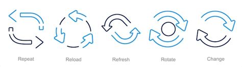 Premium Vector A Set Of 5 Arrows Icons As Repeat Reload Refresh