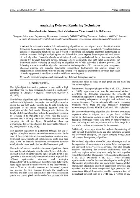 Pdf Analyzing Deferred Rendering Techniques