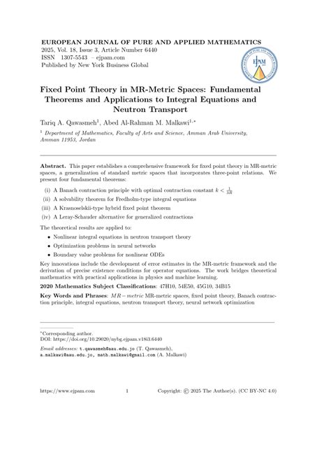 Pdf Fixed Point Theory In Mr Metric Spaces Fundamental Theorems And