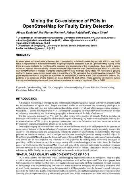 Pdf Mining The Co Existence Of Pois In Openstreetmap For Faulty Entry