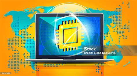 Nanotechnology Concept In Realistic Style Laptop With Central