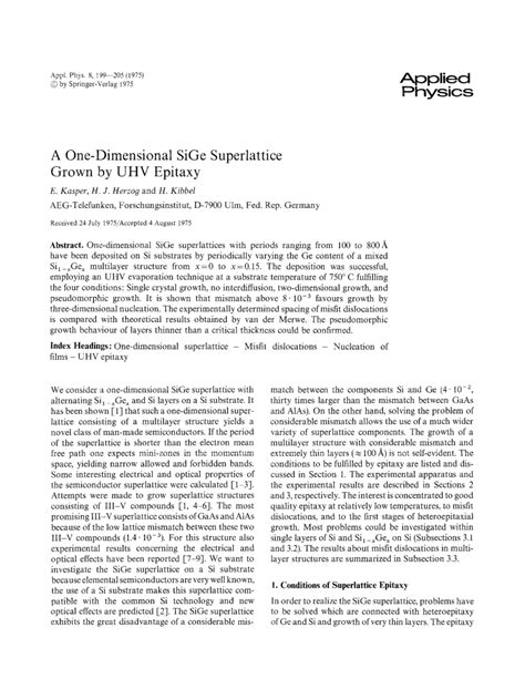 Pdf A One Dimensional Sige Superlattice Grown By Uhv Epitaxy