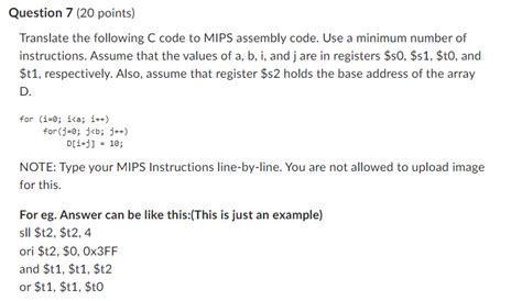 Solved Translate The Following C Code To Mips Assembly Code