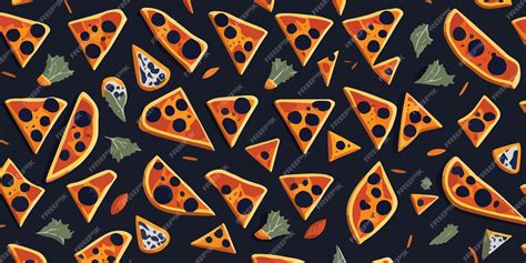 Premium Vector Pizza Mania Seamless Background With Tasty Pizza Pattern