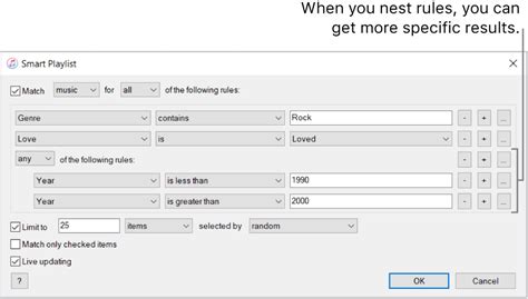 create delete and use smart playlists in itunes on pc apple support