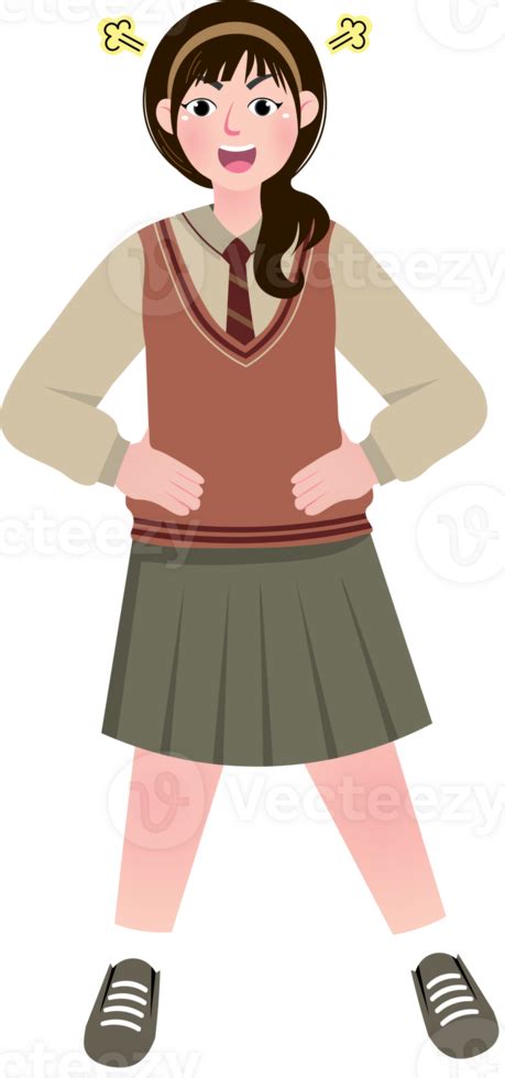Angry Korean Schoolgirl With Frustrated Facial Expression 67560696 Png