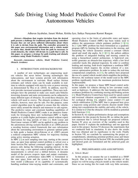 Pdf Safe Driving Using Model Predictive Control For Autonomous Dokumentips
