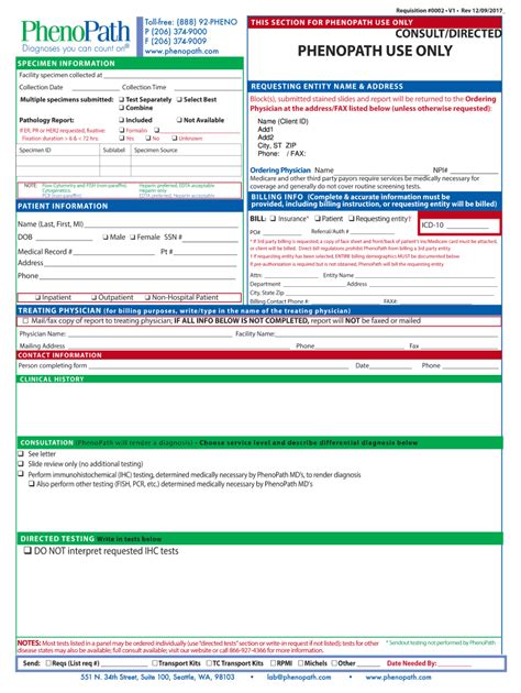 Fillable Online This Section For Phenopath Use Only Fax Email Print