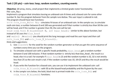 Solved Task 2 35 Pts Coin Toss Loop Random Numbers