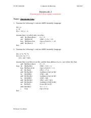 HW Docx CS SE Computer Architecture Fall Homework Points Each Follow