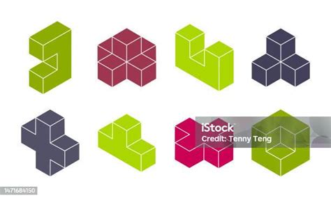 아이소메트릭 3d 블록 추상 기하학적 모양 퍼즐 게임 요소 논리 게임 생성자 큐브 요소 벡터 일러스트 레이 션 세트 퍼즐큐브에 대한 스톡 벡터 아트 및 기타 이미지 Istock