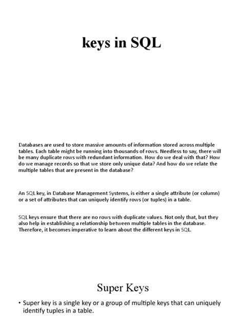 keys in sql pdf table database software design