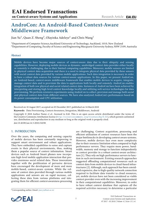 Pdf Androcon An Android Based Context Aware Middleware Framework