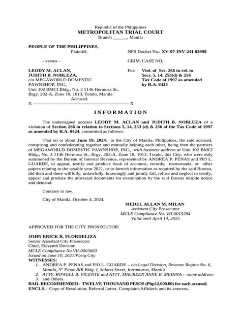 Information Tax Code Pdf Crimes Crime And Violence