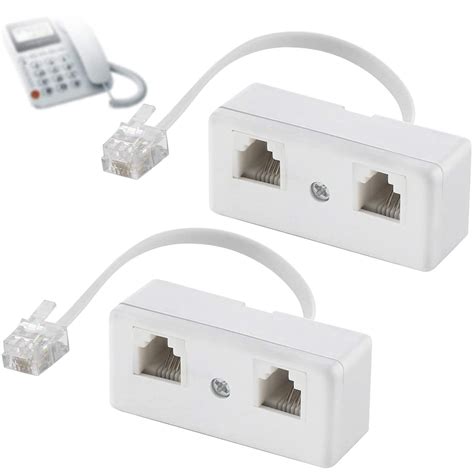 2pcs Telephone Wall Adaptor Network Splitter Adapter Telephone Socket