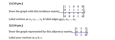 Solved Draw The Graph With This Incidence Matrix Lable Chegg Com
