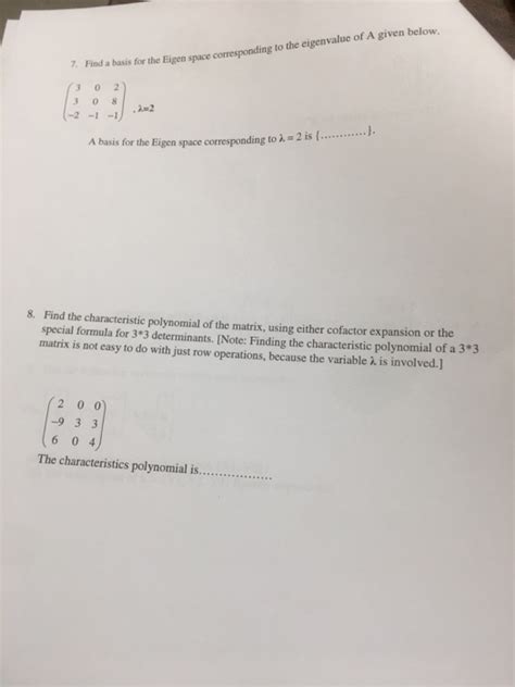 solved given below 7 find a basis for the eigen space