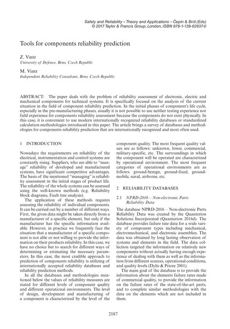 Pdf Tools For Components Reliability Prediction