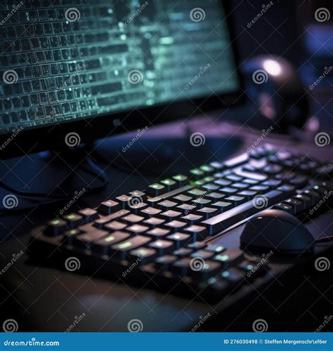 Nighttime Coding Session With Keyboard And Mouse Stock Illustration