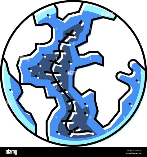 Ocean Floor Mapped Future Technology Color Icon Vector Illustration