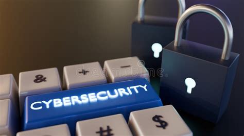 3d Rendering Of A Computer Keyboard With A Padlock Stock Illustration