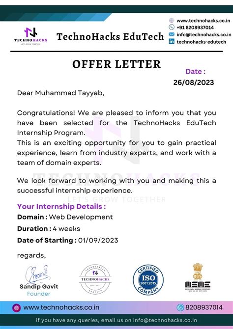 muhammad tayyab on linkedin internshipadventure technohacksedutech frontenddeveloper