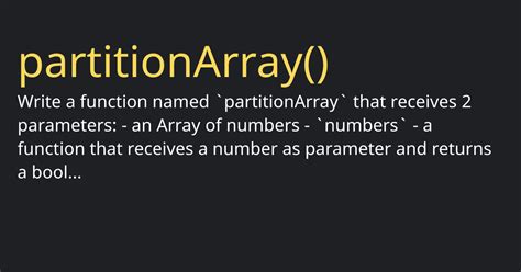 Partitionarray 100 Js Functions
