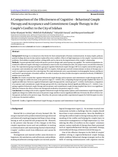 Pdf A Comparison Of The Effectiveness Of Cognitive Behavioral