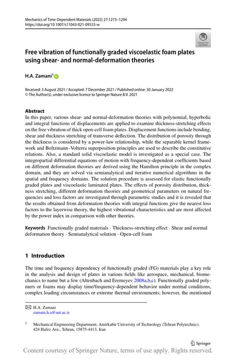 free vibration of functionally graded viscoelastic foam plates using