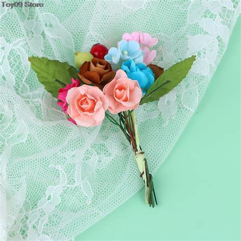 1 12 인형 집 시뮬레이션 부케 인형 집 미니 꽃 모델 인형 집 홈 장식 장면 장난감 무작위 색상 1 개 인형 And 부속품