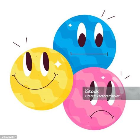 Stiker Gaya Komik Emoji Perubahan Suasana Hati Ilustrasi Stok Unduh Gambar Sekarang Emosi