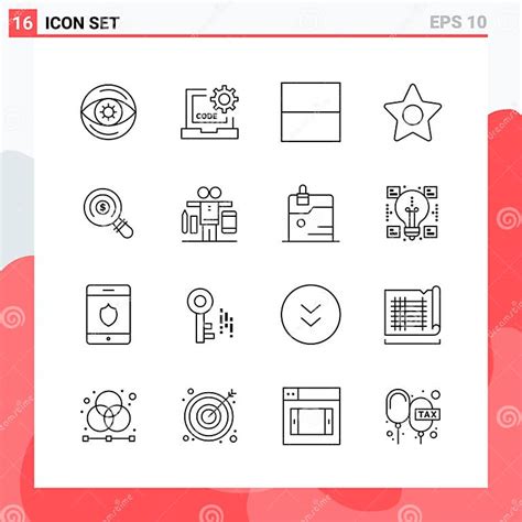 Collection Of 16 Vector Icons In Line Style Modern Outline Symbols For