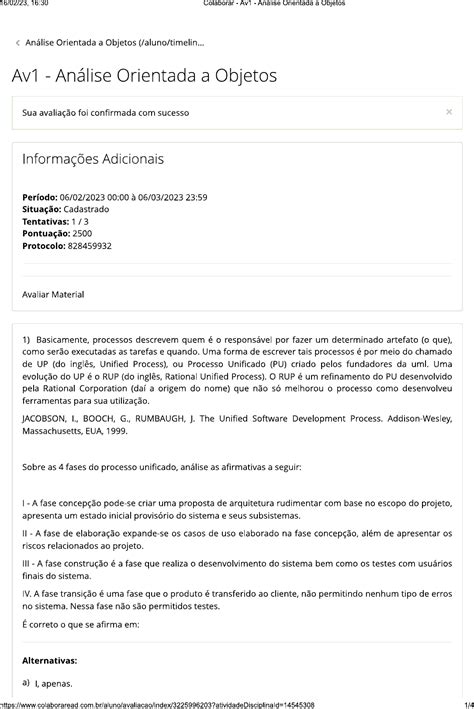 Av1 Análise Orientada A Objetos Análise Orientada A Objetos