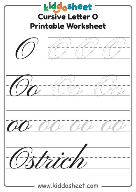 Cursive Of O Letter Worksheets Printable Kiddosheet