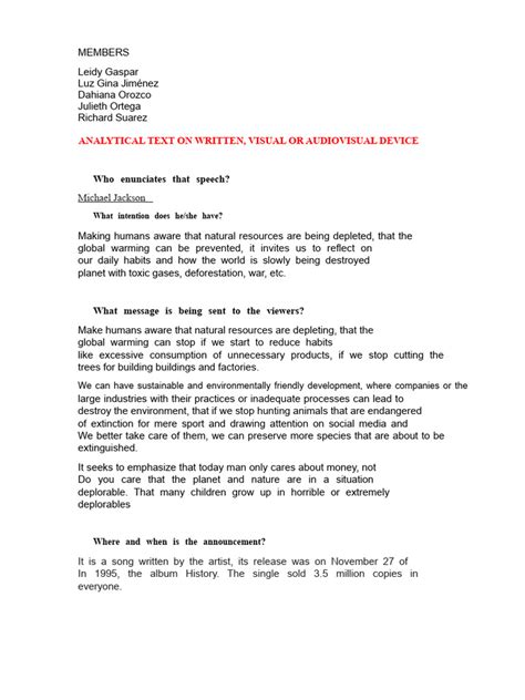 Analytical Text About Written Device Pdf