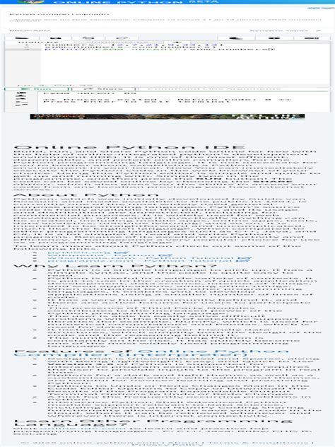 Online Python Ide Editor Compiler Interpreter Pdf Python