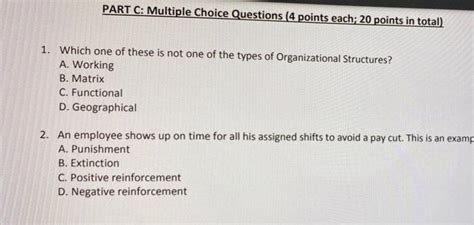 Solved Part C Multiple Choice Questions 4 Points Each 20