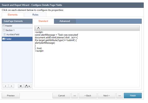 Execute Application Task By Clicking On Button On A Datapage User Javascript And Css