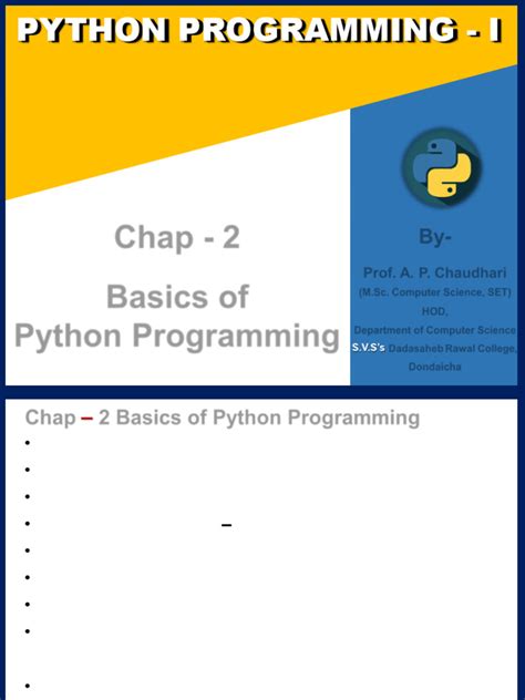 Chap 2 Basics Of Python Programming Pdf Control Flow Variable Computer Science