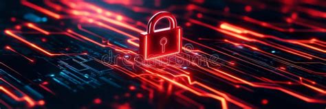 A Glowing Red Padlock On A Digital Circuit Board Representing The