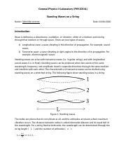 Standing Waves On A String Docx General Physics II Laboratory PHY L Standing Waves On A