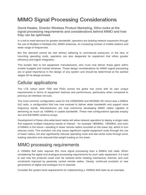 Mimo Signal Processing Considerations Pdf Field Programmable Gate Array Analog To Digital