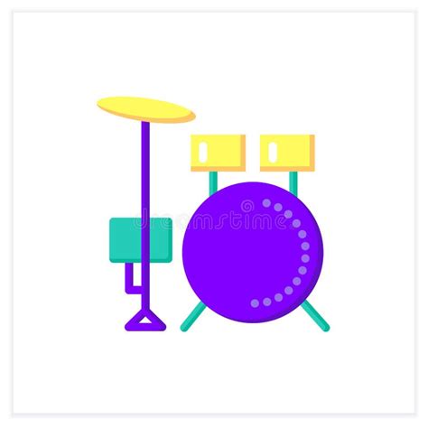Drum Kit Flat Icon Stock Vector Illustration Of Concert