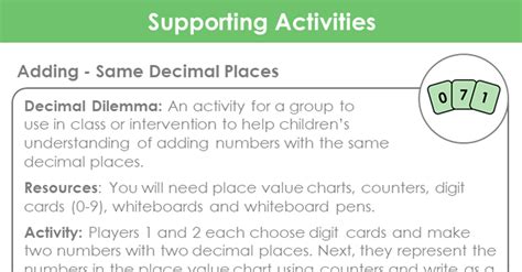 year 5 adding same decimal places lesson classroom secrets