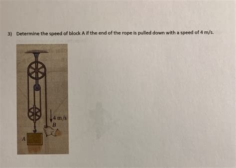 3 Determine The Speed Of Block A If The End Of The Rope Is Pulled Down